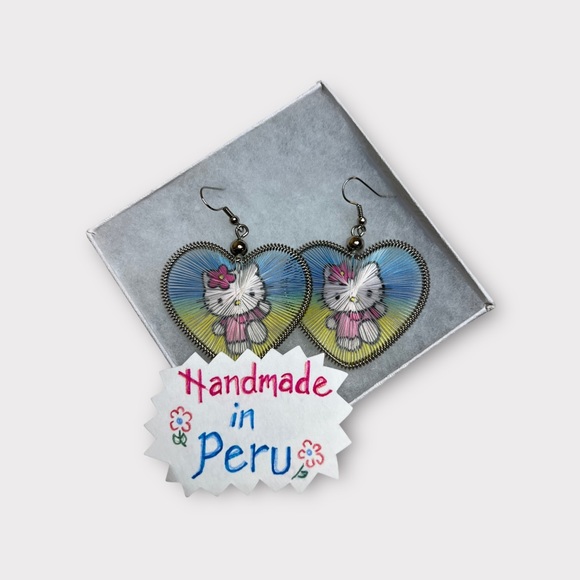 Handmade | Jewelry | Handmade Hello Kitty Wire Weave Earrings | Poshmark